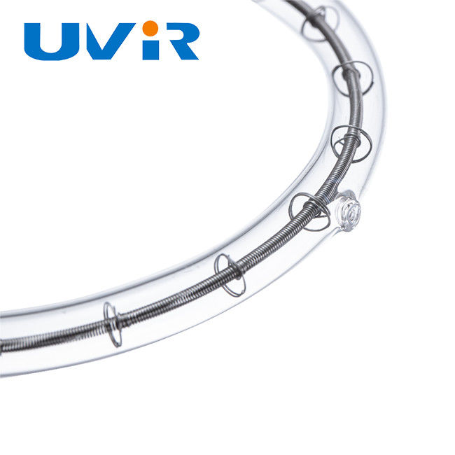 Round Right Angle Heater Halogen Tube 2100W Transparent IR diameter 161mm